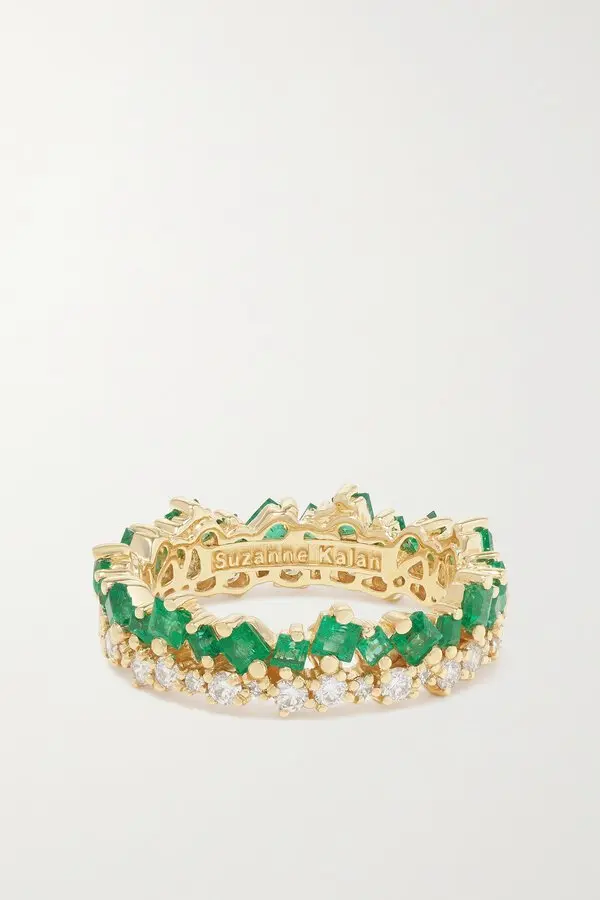 SUZANNE KALAN Eternity 18-karat Emerald And Diamond Ring - Gold