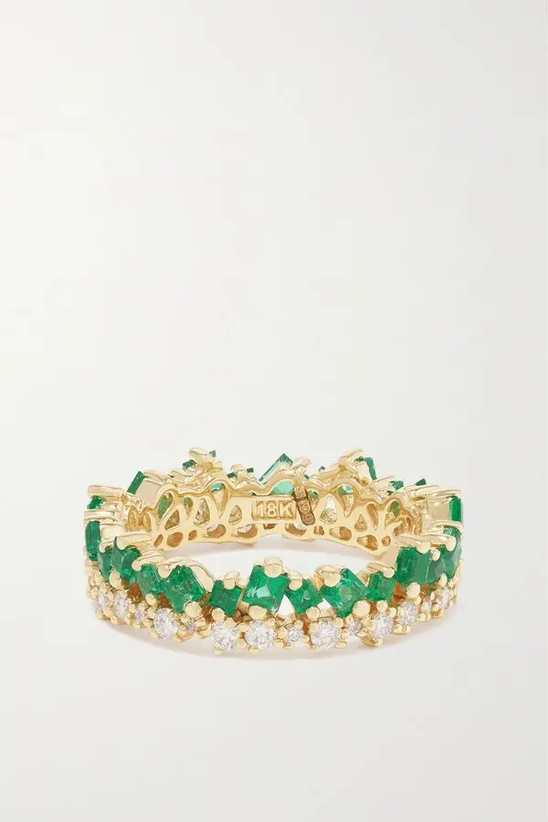 SUZANNE KALAN Eternity 18-karat Emerald And Diamond Ring