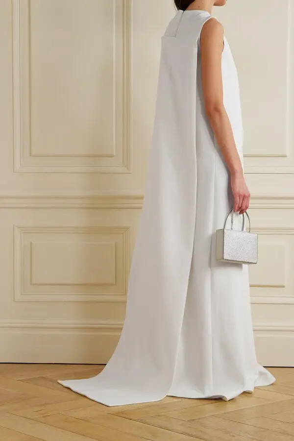 Emilia Wickstead Layne Cape-Effect Wool-Crepe Gown In Ivory - 70% Off |  Editorialist
