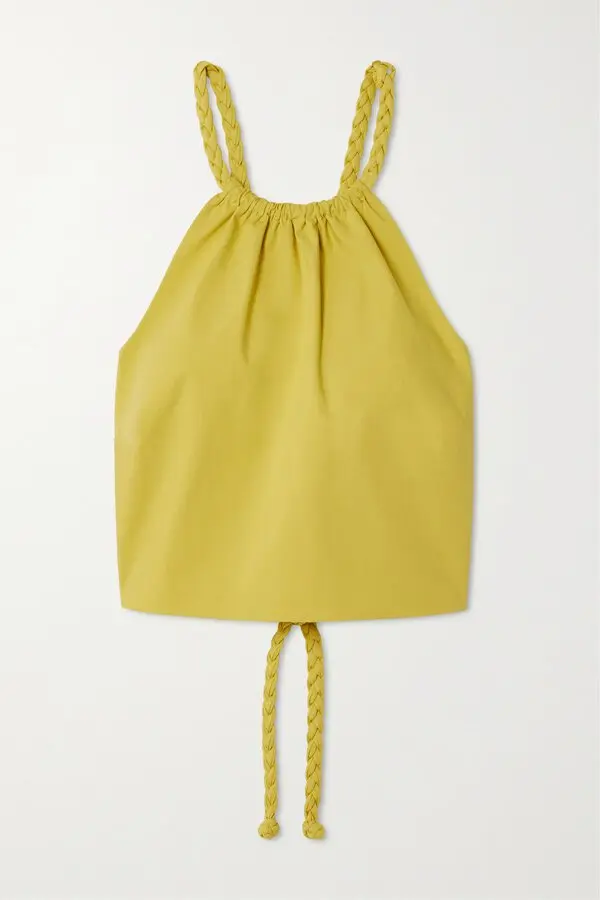 Red Valentino Cropped Lace-up Cotton-blend Poplin Top