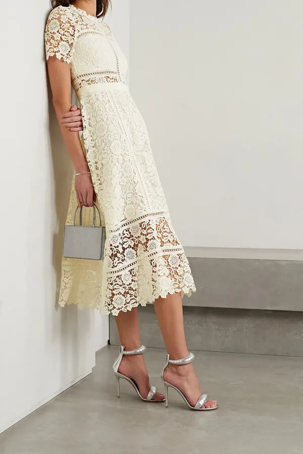 chinese dress ladies Self-Portrait Guipure Lace Midi Dress