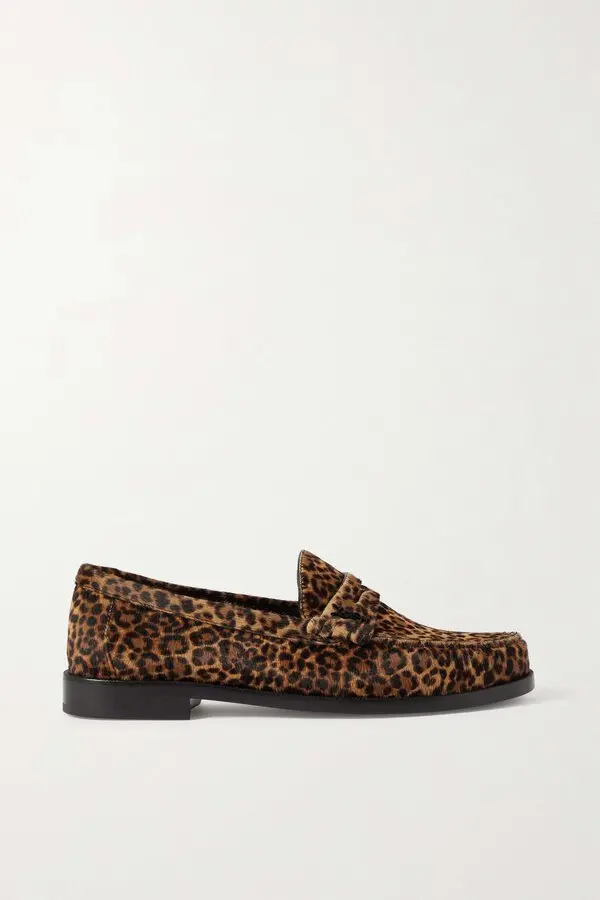 Saint Laurent Leopard-print Calf Hair Loafers