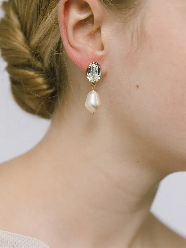 JENNIFER BEHR Tunis 24k Gold-plated, Crystal & Glass Pearl Drop Earrings - Diamond