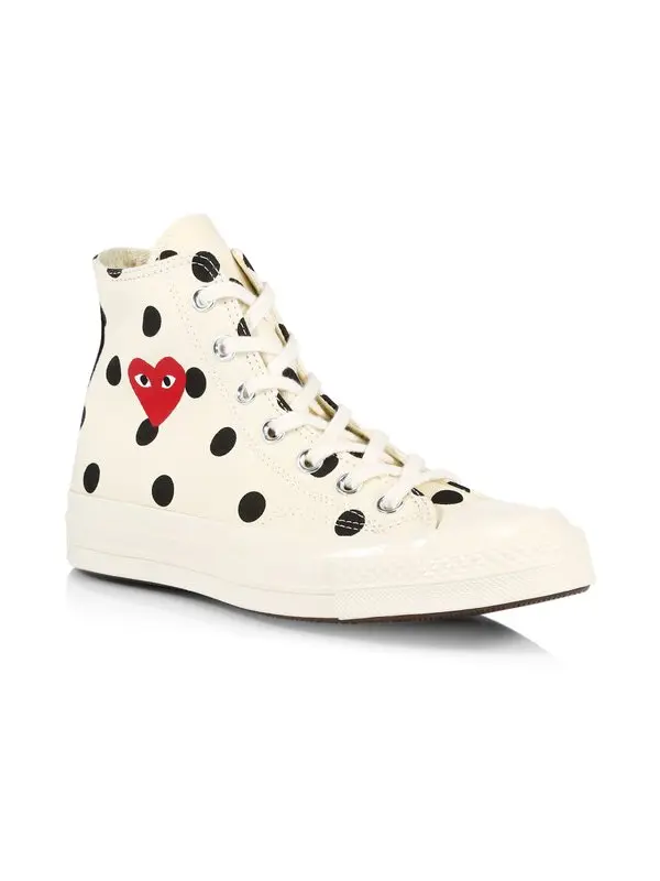 Play Comme Des Garcon Cdg Play X Converse Chuck Taylor All Star Polka Dot High-top Sneakers - White