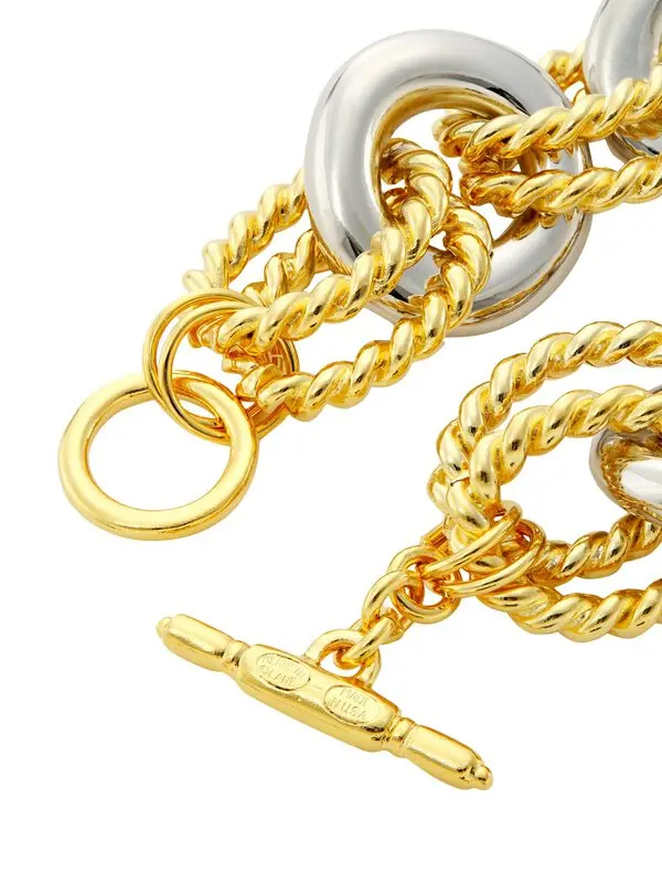 KENNETH JAY LANE Two-tone Rhodium-plated & 22k -plated Link Bracelet/8.5