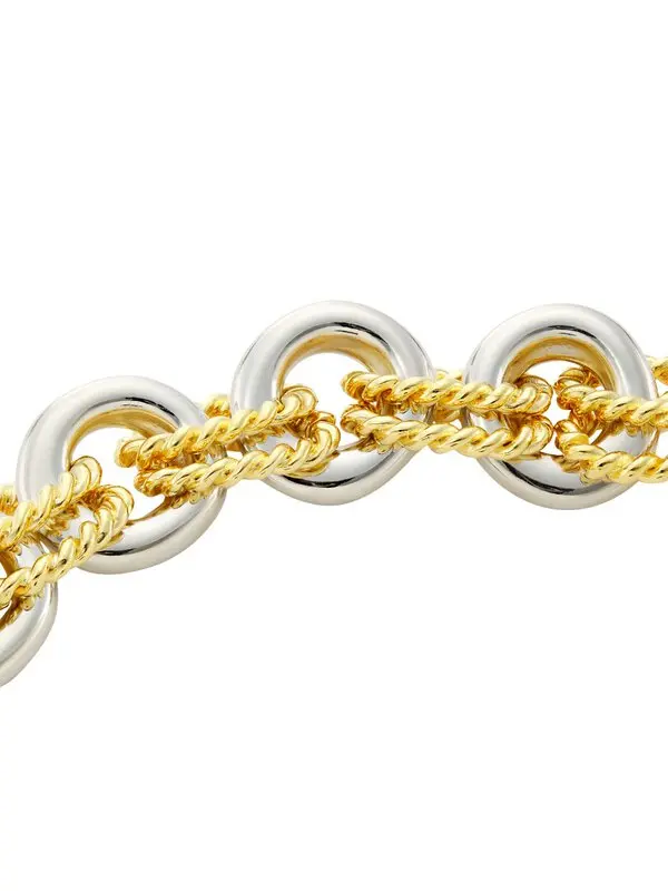 KENNETH JAY LANE Two-tone Rhodium-plated & 22k -plated Link Bracelet/8.5