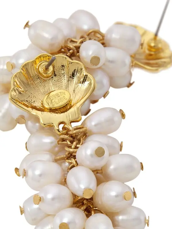 KENNETH JAY LANE Plate & Pearl Cluster Drop Earrings