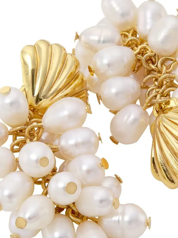 KENNETH JAY LANE Plate & Pearl Cluster Drop Earrings