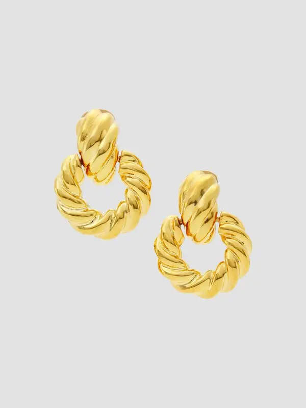 KENNETH JAY LANE 22k -plated Twisted Doorknocker Earrings