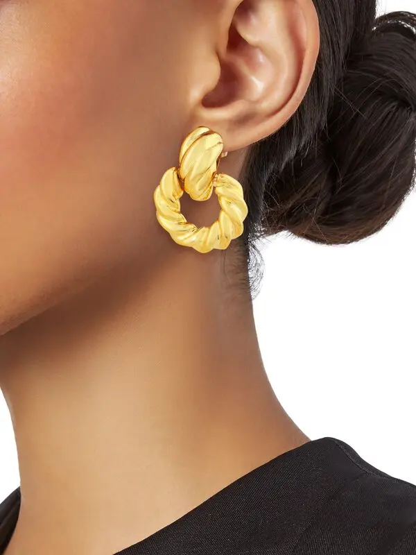 KENNETH JAY LANE 22k -plated Twisted Doorknocker Earrings