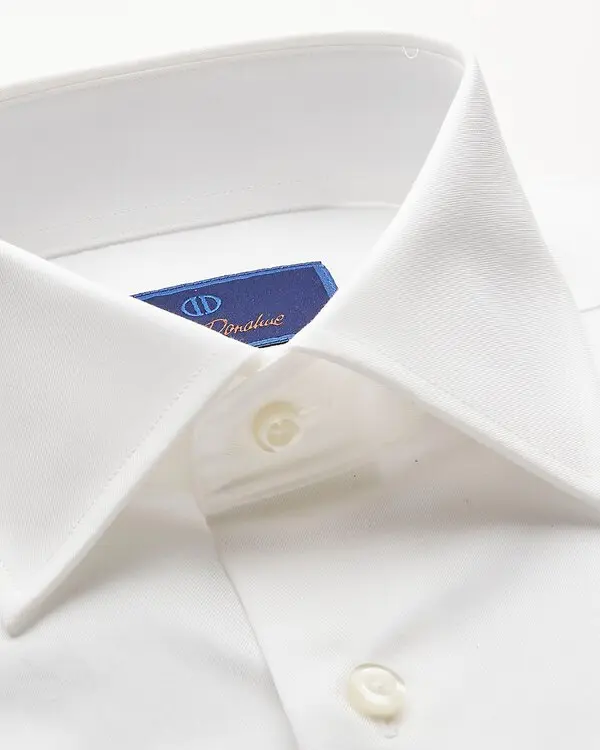 David Donahue Super Fine Twill Trim Fit Dress Shirt - White