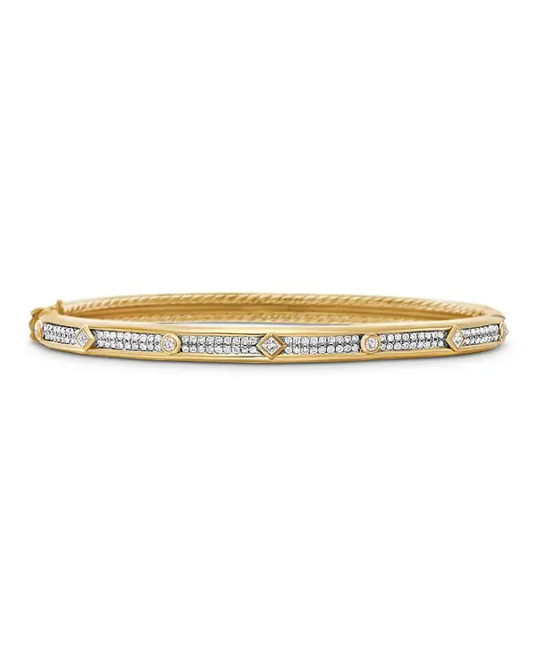 David Yurman 18k Yellow Gold Bangle Bracelet With Diamonds - No Color