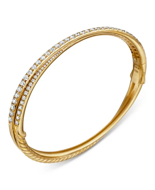 David Yurman 18k Yellow Diamond Pave Bangle - Gold
