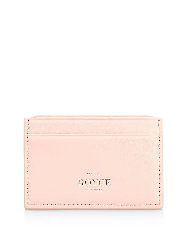 ROYCE NEW YORK Leather Rfid-blocking Executive Slim Credit Card Case - Light Pink