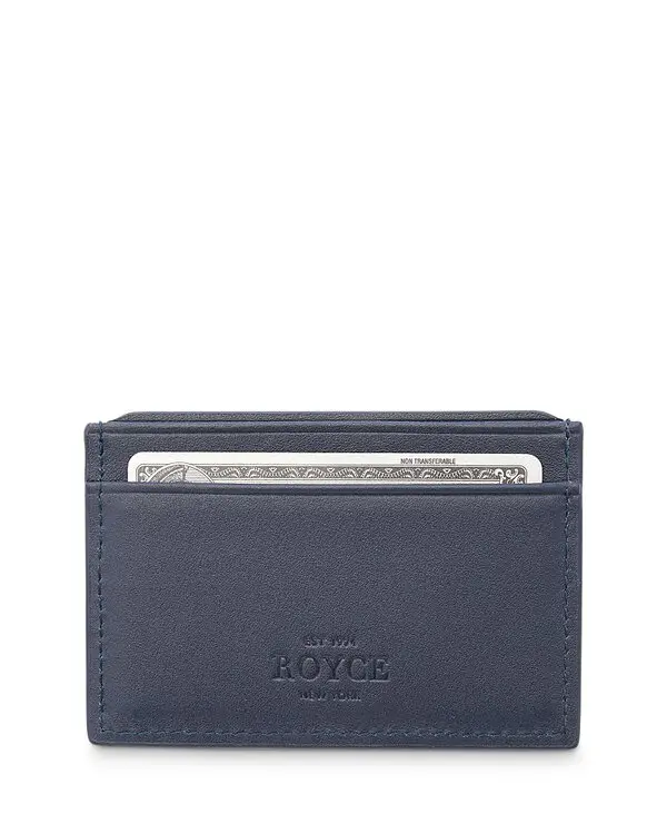 ROYCE NEW YORK Leather Rfid-blocking Executive Slim Credit Card Case - Navy Blue