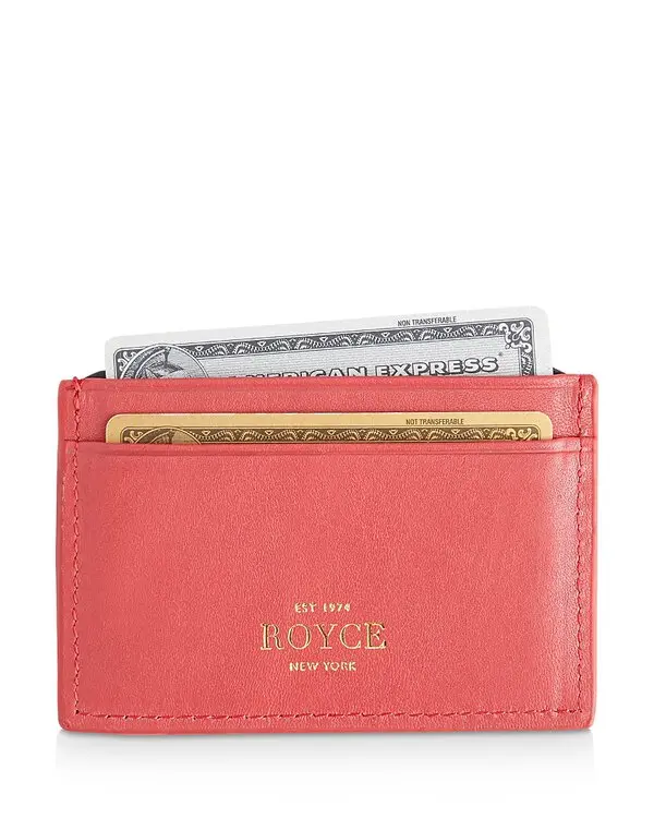 ROYCE NEW YORK Leather Rfid-blocking Executive Slim Credit Card Case - Red