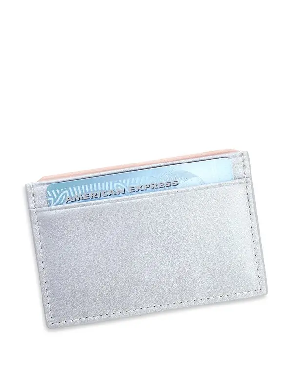 ROYCE NEW YORK Leather Rfid-blocking Executive Slim Credit Card Case - Silver