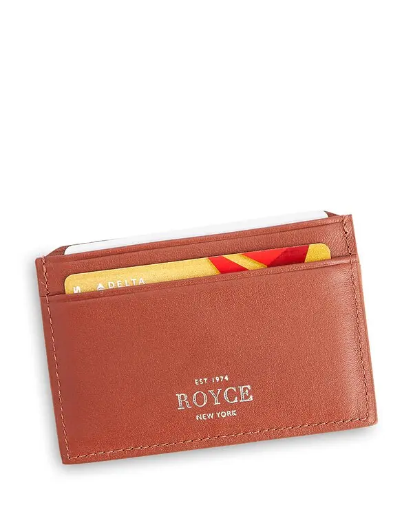 ROYCE NEW YORK Leather Rfid-blocking Executive Slim Credit Card Case - Tan