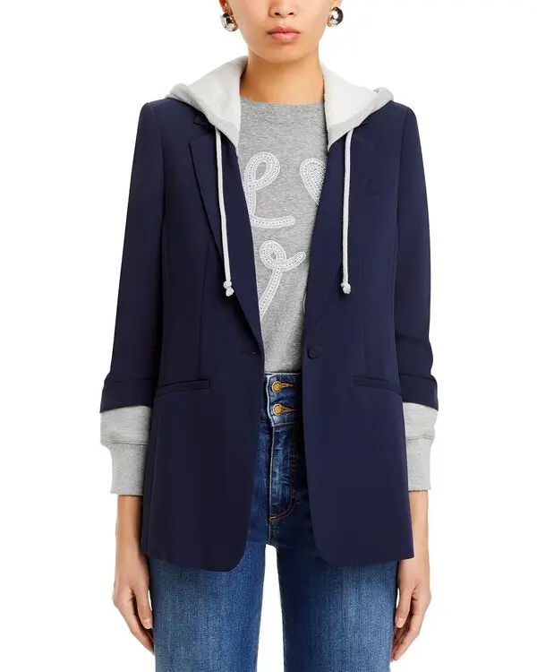 Cinq À Sept Khloe Hooded Blazer - Navy/heather Grey