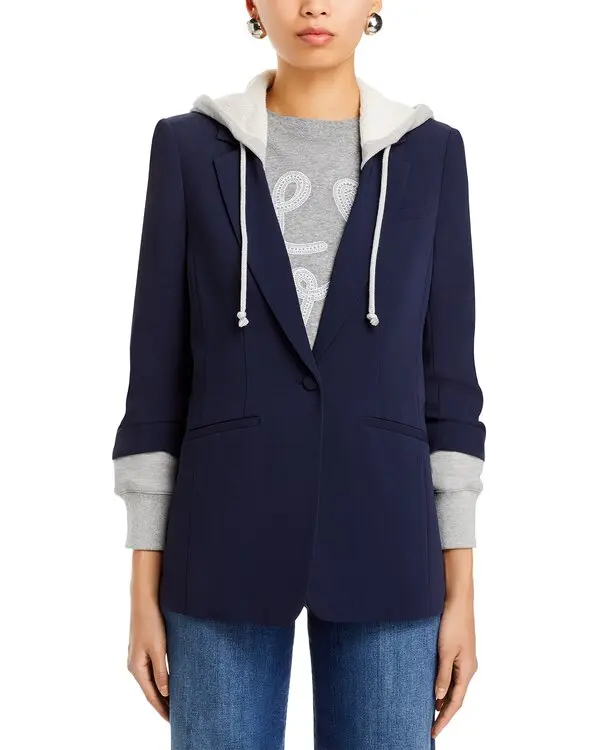 Cinq À Sept Khloe Hooded Blazer - Navy/heather Grey