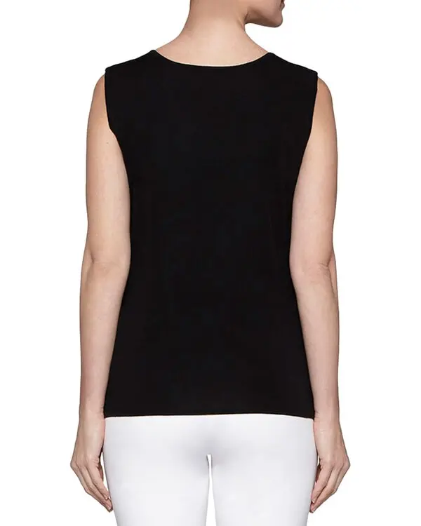 Misook V-neck Sleeveless Tank Top - Black