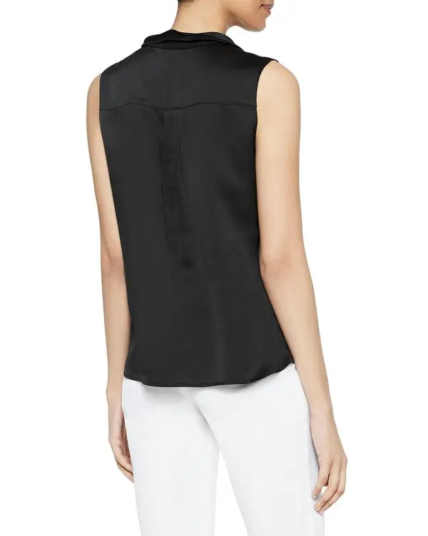 Misook Ruffle Neck Tank Top - Black
