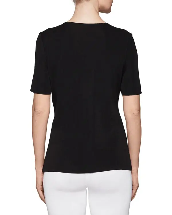 Misook Jewel Neck Tee - Black