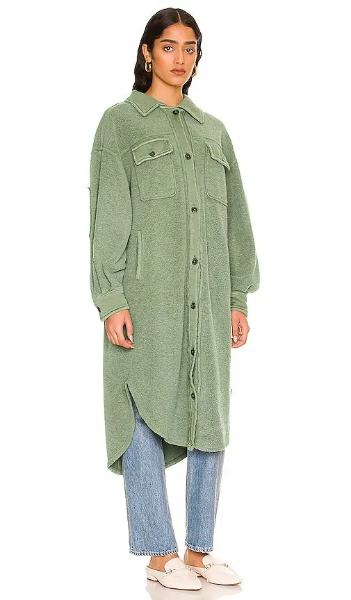 Free People X We The Free Long Ruby Jacket In Olive In Dirty Olive