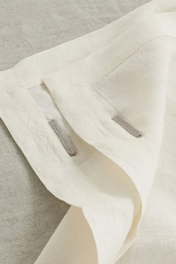 Brunello Cucinelli Set Of Two Bead-embellished Linen Placemats