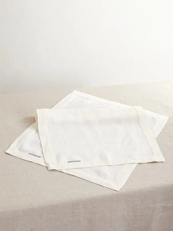 Brunello Cucinelli Bead-embellished Linen Placemats - Neutrals