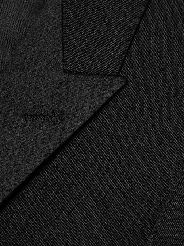 Saint Laurent Tube Satin-trimmed Grain De Poudre Wool Blazer