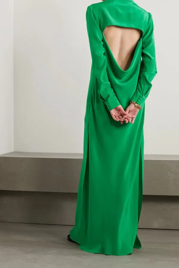 Costarellos Willa Open-back Silk Crepe De Chine Gown