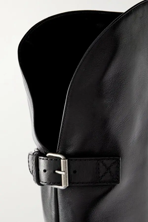 Saint Laurent Harper Buckled Leather Knee Boots