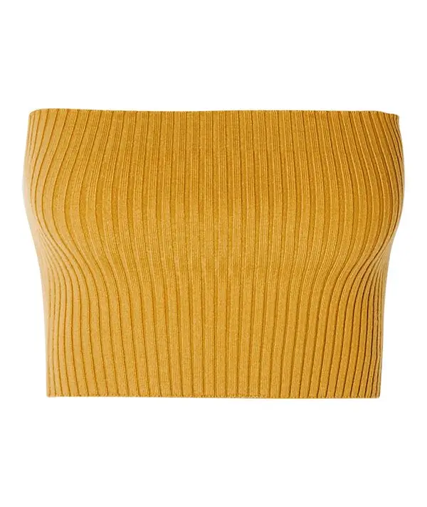 Chloé Strapless Cropped Ribbed Wool-blend Top