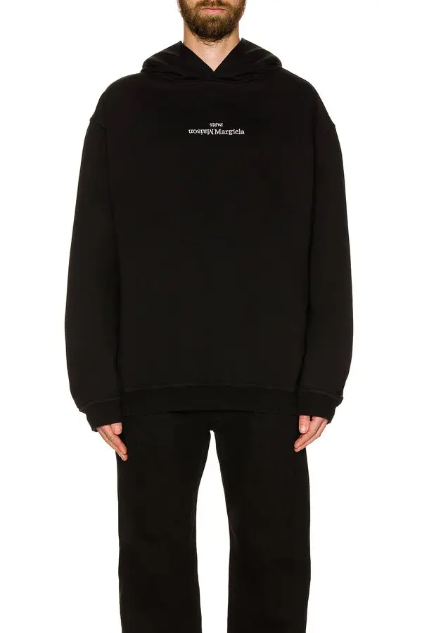 MAISON MARGIELA Upside Down Logo Hoodie - Black