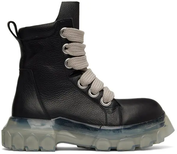 Rick Owens Off-White Jumbo Laced Bozo Tractor Boots In 90  display picture 2