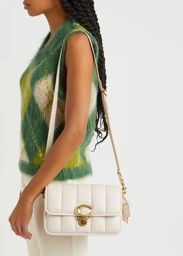COACH Studio Ivory Quilted Leather Shoulder Bag