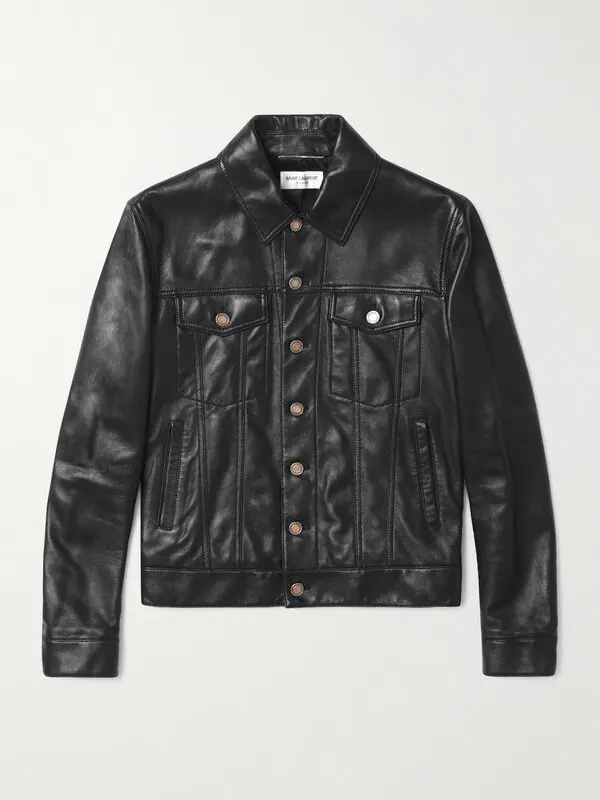 Saint Laurent Slim-fit Leather Trucker Jacket