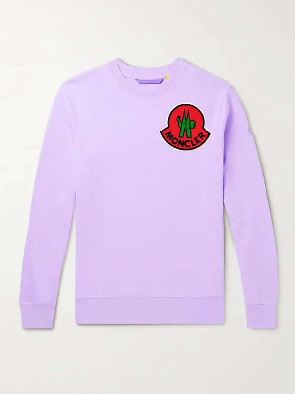 Moncler 1952 Logo-flocked Cotton-jersey Sweatshirt - Purple
