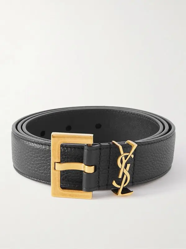 Saint Laurent 3cm Full-grain Leather Belt - Black