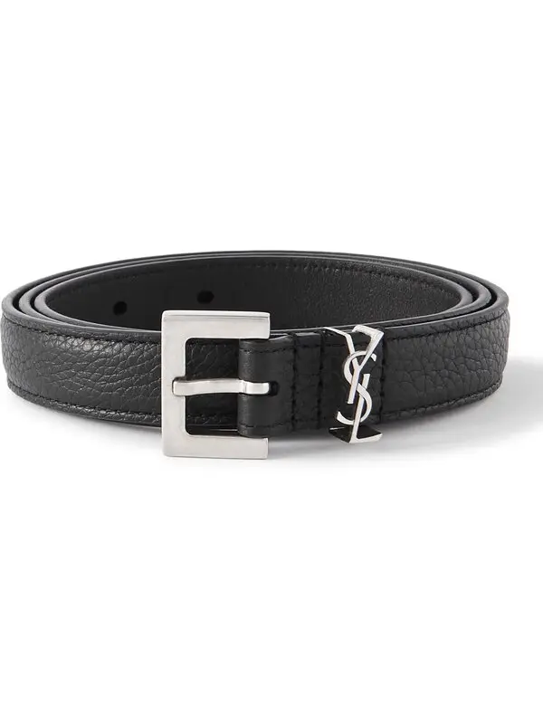 Saint Laurent 2cm Full-grain Leather Belt - Black