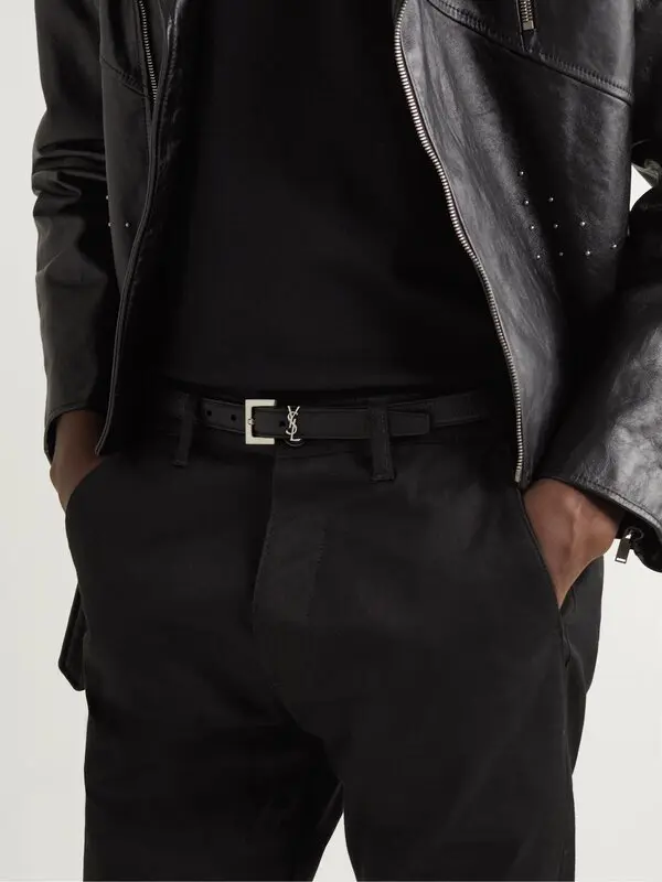 Saint Laurent 2cm Full-grain Leather Belt - Black