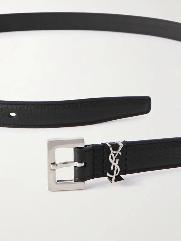 Saint Laurent 2cm Full-grain Leather Belt - Black
