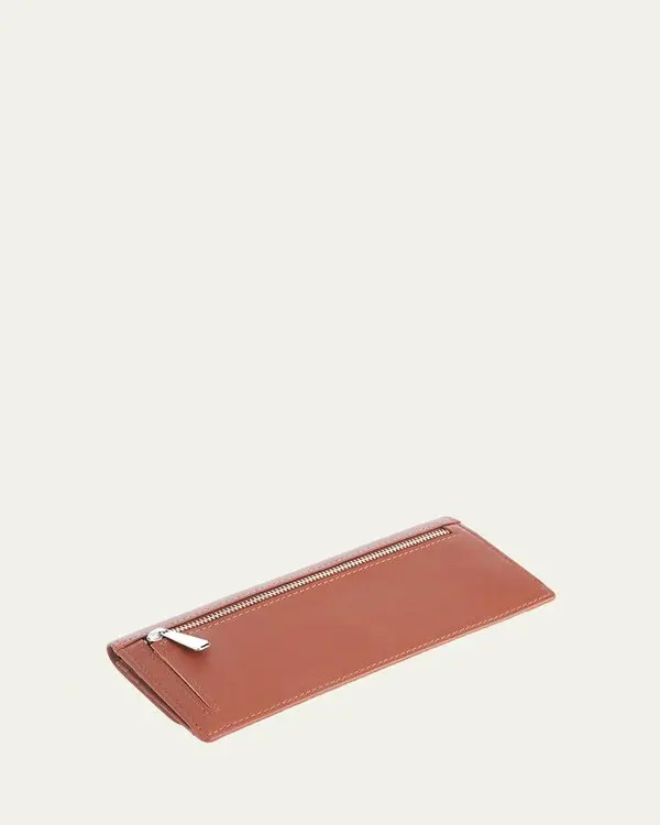 ROYCE NEW YORK Monogrammed Rfid Blocking Leather Clutch Wallet, Personalized - Tan