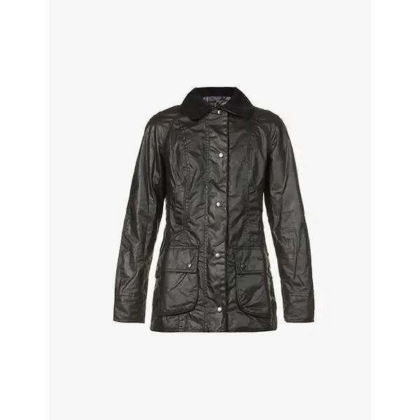 Barbour Beadnell Tartan-lined Waxed-cotton Jacket