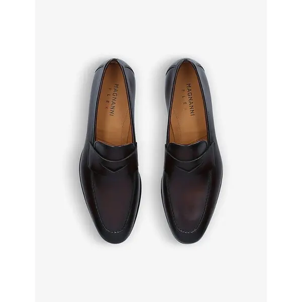 Magnanni Delos Almond-toe Suede Loafers - Mid Brown