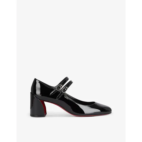 CHRISTIAN LOUBOUTIN Miss Jane 55 Patent-leather Shoes - Black/lin Black