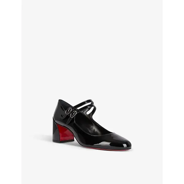 CHRISTIAN LOUBOUTIN Miss Jane 55 Patent-leather Shoes - Black/lin Black