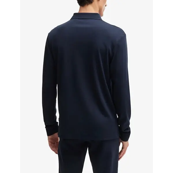 BOSS Leisure Long-sleeved Cotton-jersey Polo Shirt