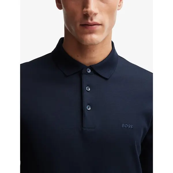 BOSS Leisure Long-sleeved Cotton-jersey Polo Shirt